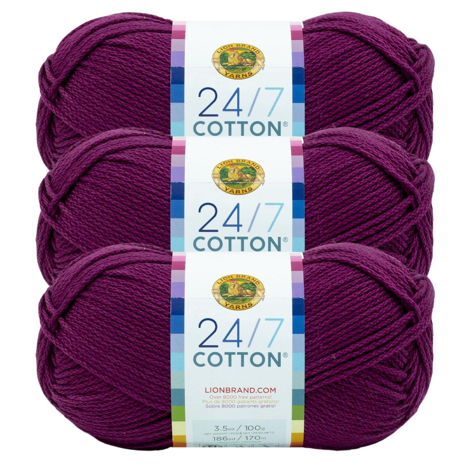 Click here for Lion Brand 24/7 Cotton Yarn #4 Medium/Worsted Cott... prices