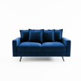Pemberly Row 58" Square Arm Modern Fabric/Metal Loveseat in Space Blue ...