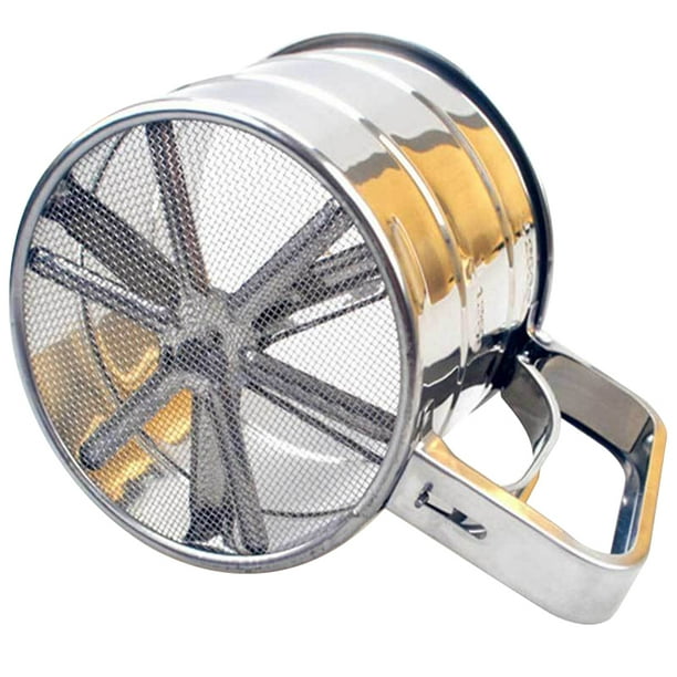 Flour Sifter Semi Automatic Stainless Steel Baking Sieve Handheld Mesh ...