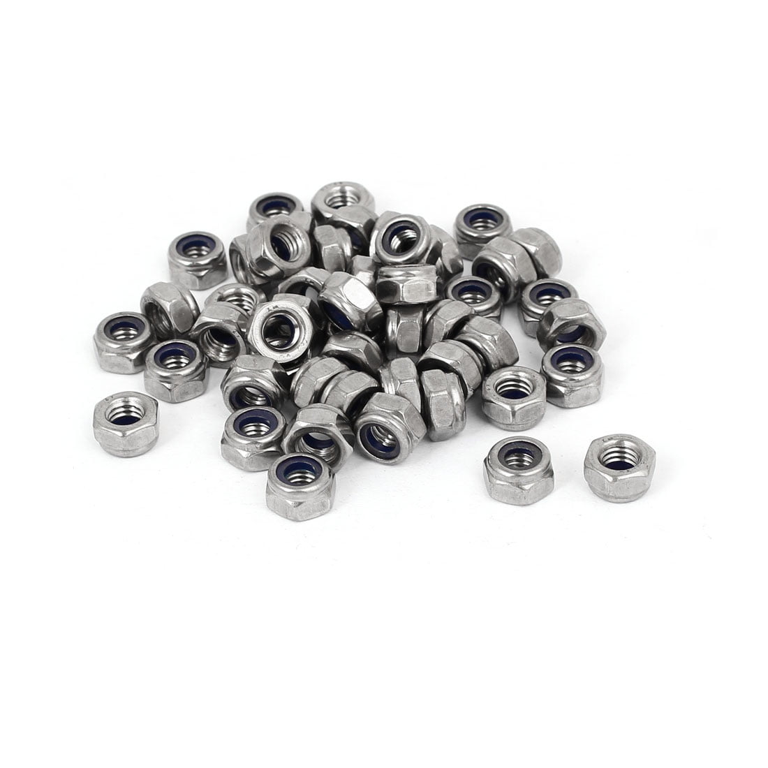 M6 x 1mm 304 Stainless Steel Nylon Insert Hex Lock Locking Nut 50PCS ...