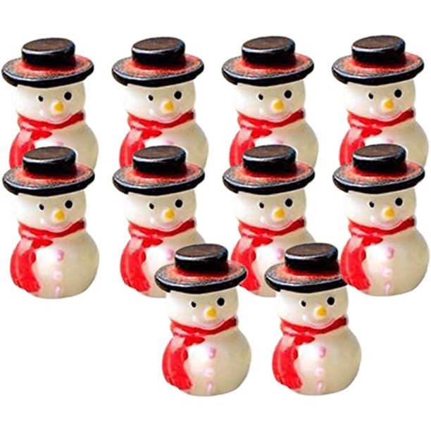 10 Pieces Mini Snowman Figurines, Christmas Santa Snowman Miniature Set ...