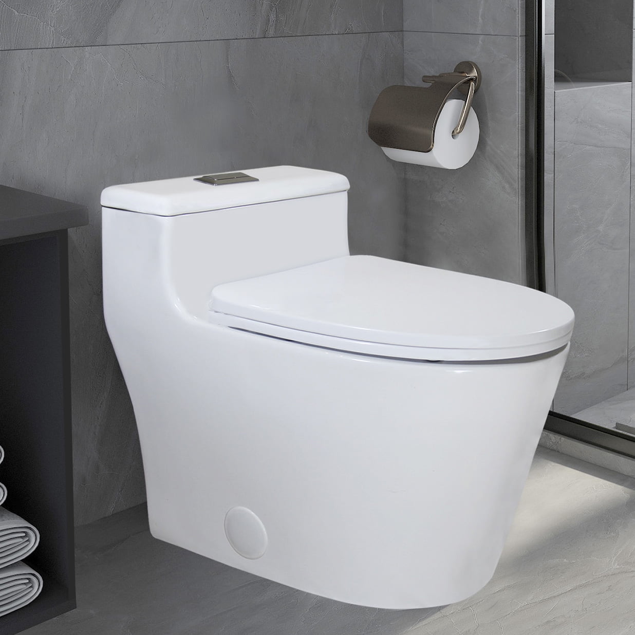 WinZo WZ5081T White Modern Elongated One Piece Toilet with High ...