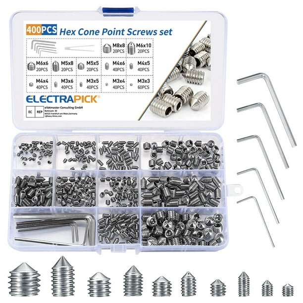 Electrapick Grub Screws Cone Point Screws Set Stainless Steel Hex ...