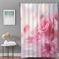 Bathroom Shower Curtain Pastoral Pink Rose Flower Waterproof Shower ...
