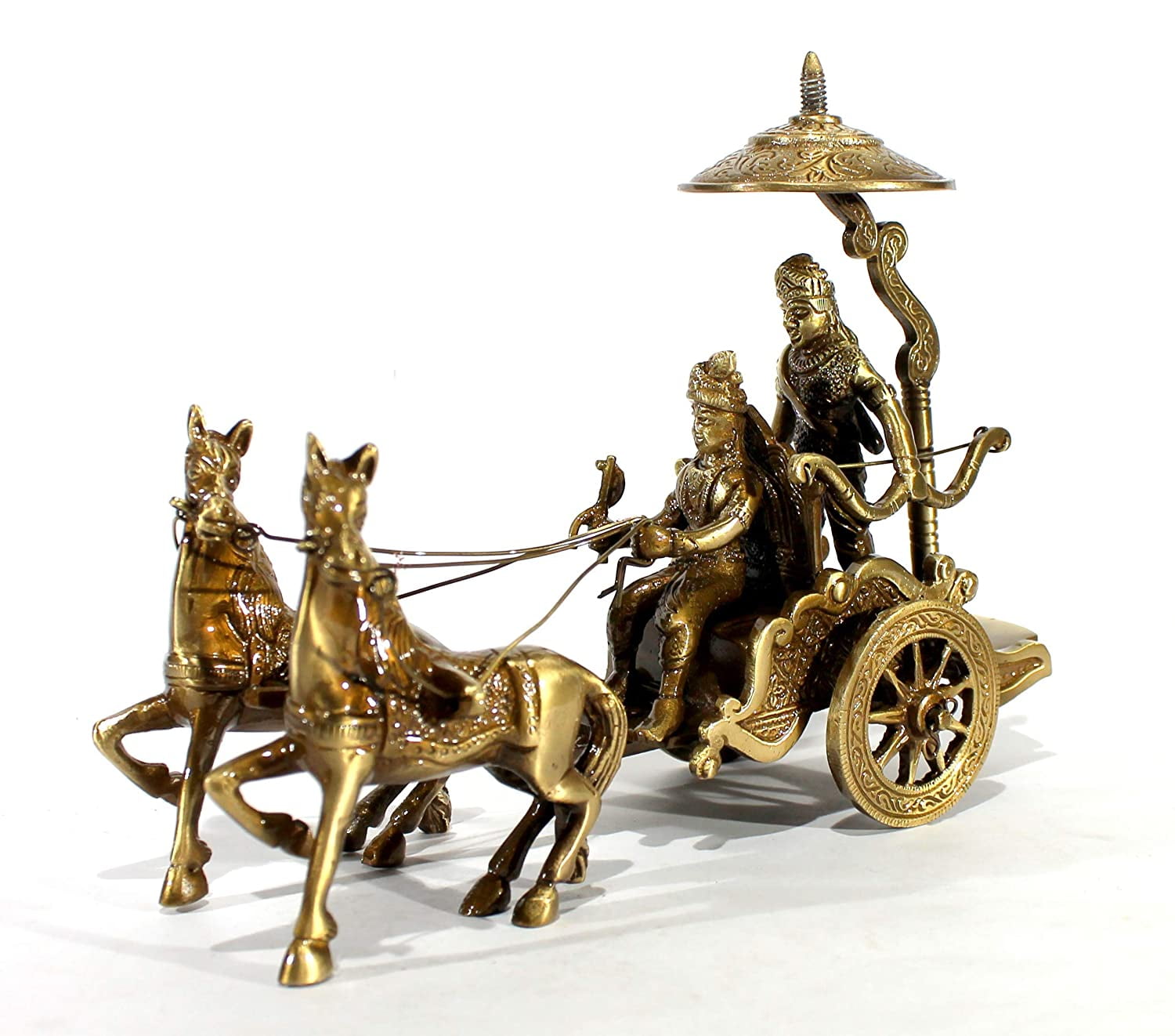 eSplanade - 9" Brass Krishna Arjuna Chariot Figurine Home Decor ...