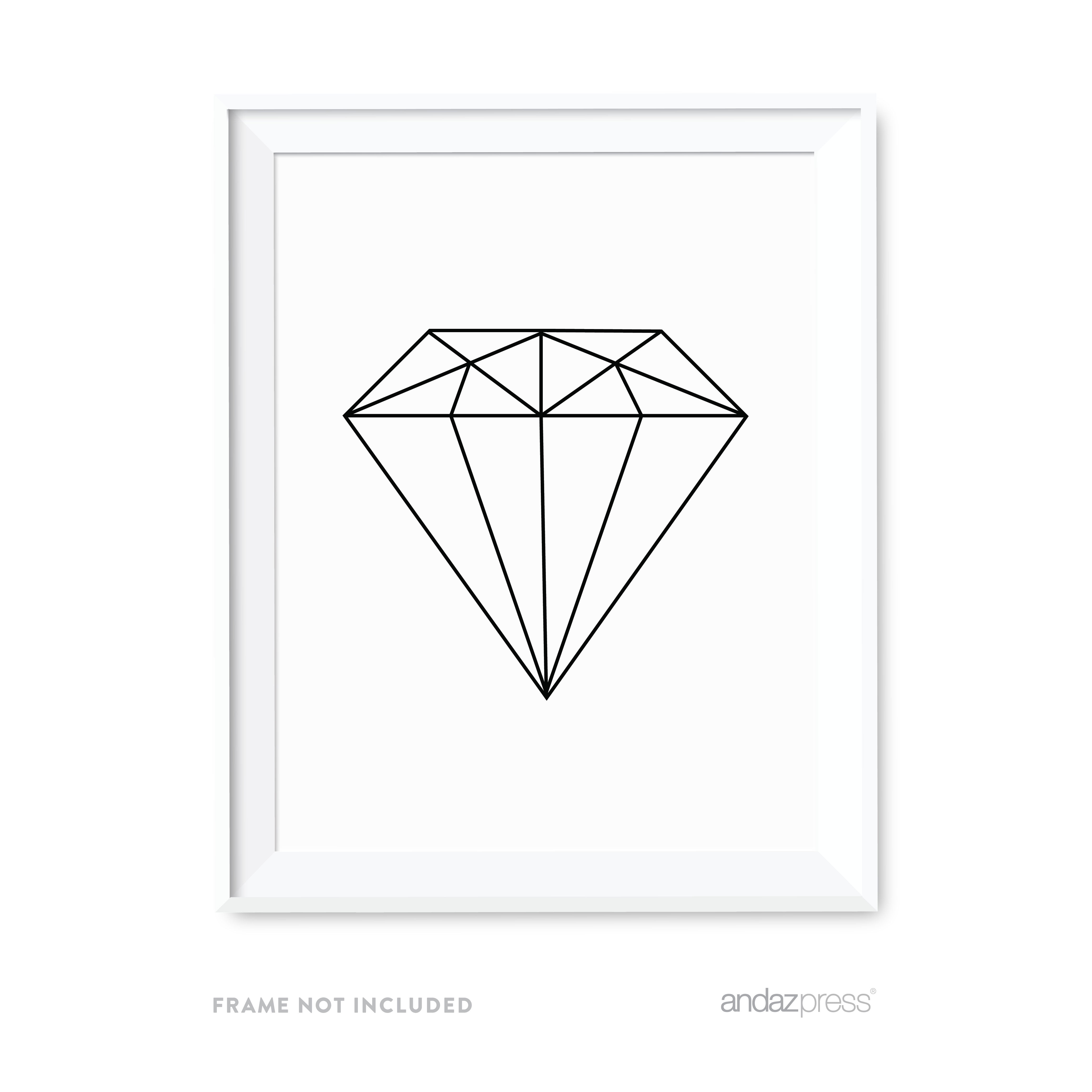Diamond Geometric Shapes Origami Wall Art Black White Minimalist Print ...