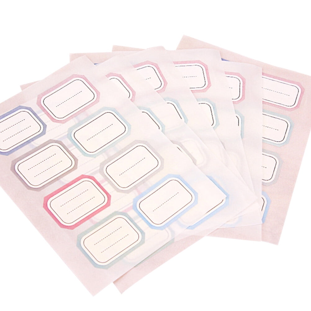 1 Pack 6 Sheets Self-Adhesive Name Tags Plain Name Labels Stickers File ...