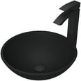VIGO Matte Shell Cavalli Glass Round Vessel Bathroom Sink in Black with Duris Faucet and Pop-Up ...