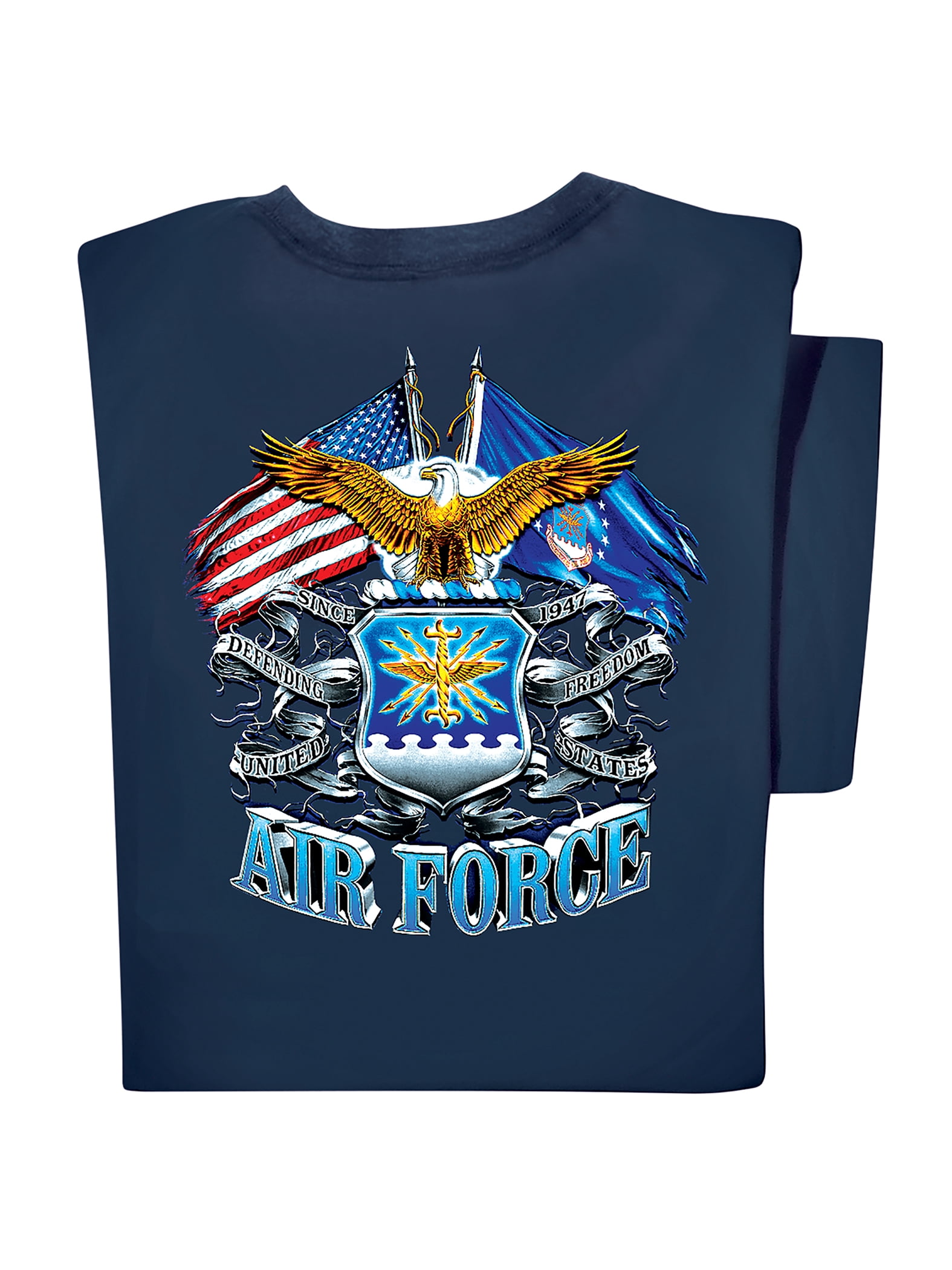 Collections Etc Unisex Double Flag Military T-shirt Air Force Large ...