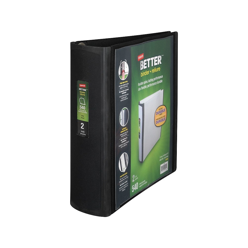 Staples 2" 3-Ring Better Binder Black (13393-CC) 648822 - Walmart.com