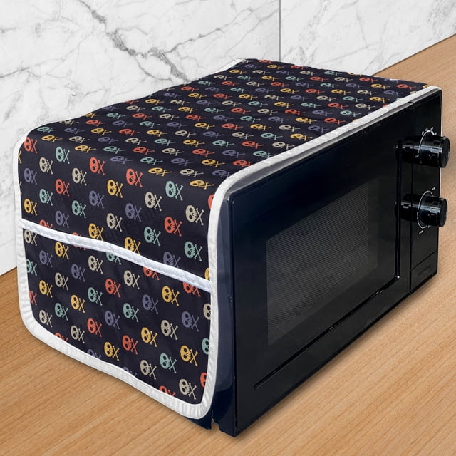 Pixel Art Microwave Oven Cover, Skull with Bones Pirate Inspired ...