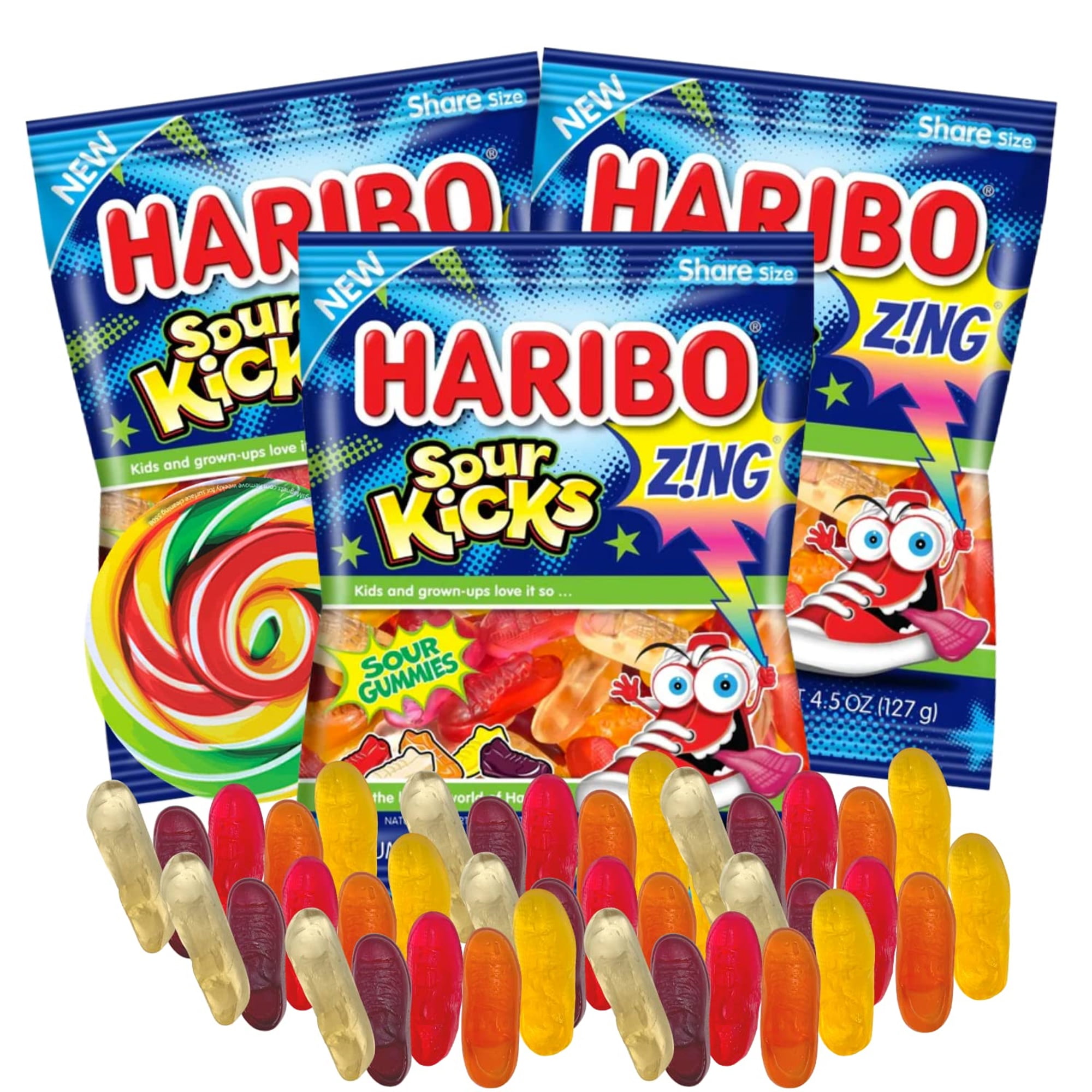 Haribo Zing Sour Kicks Gummi Candies, Fruit Flavor Gummies, Sour Gummy ...