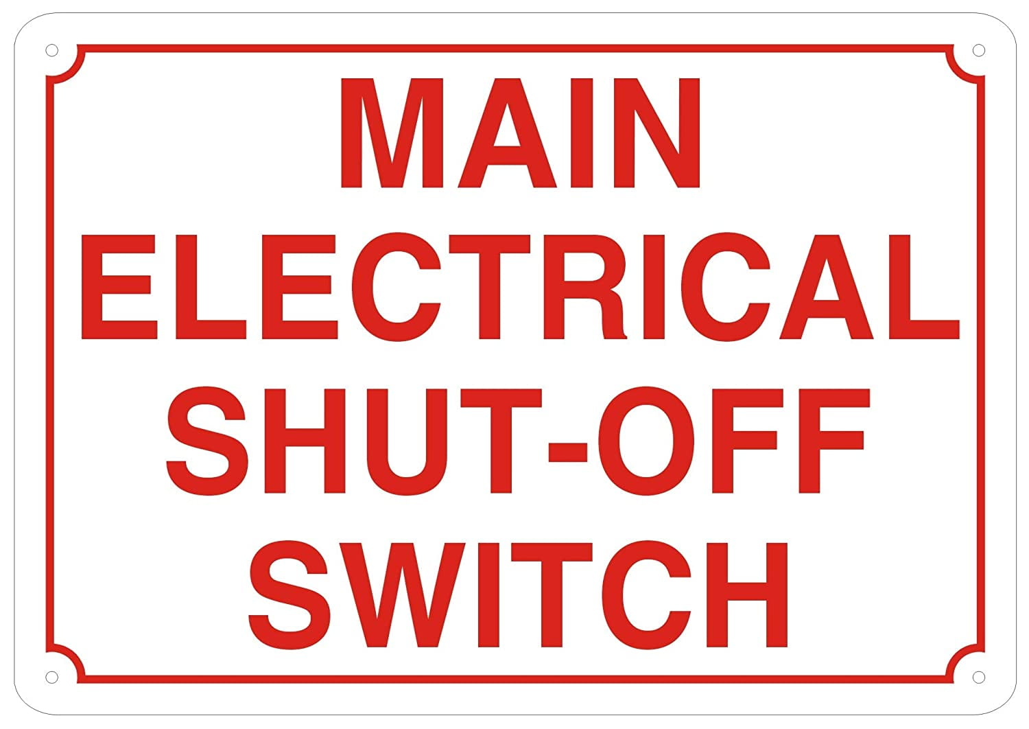 Main Electrical Shut Off Switch Sign (Aluminium, White 7X10) (ref-2201 ...