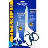 Westcott Titanium Bonded Scissors, 8", Bent and 5", Straight, White ...