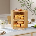 HOOBRO 2-Tier Corner Bamboo Bread Box with Shelf, Natural - Walmart.com