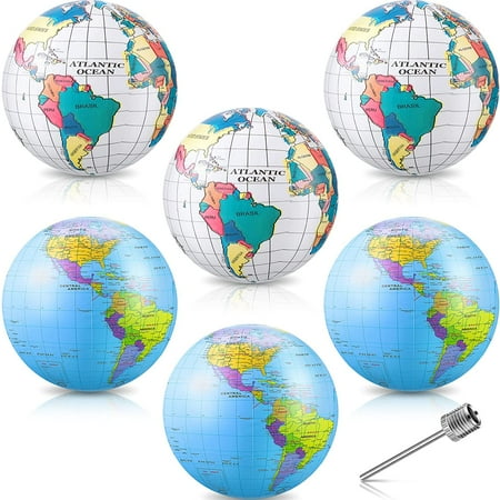 6 Pieces World Globe Beach Balls PVC World Globe 12 Inches Inflatable ...