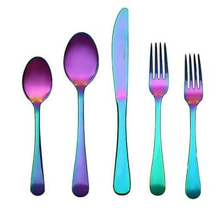 Colorful Silverware Set, 24-Piece Stainless Steel Rainbow Flatware Set ...
