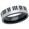 Piano Key Engraving Tungsten Ring - 7MM Pipe Cut Black Tungsten Wedding ...