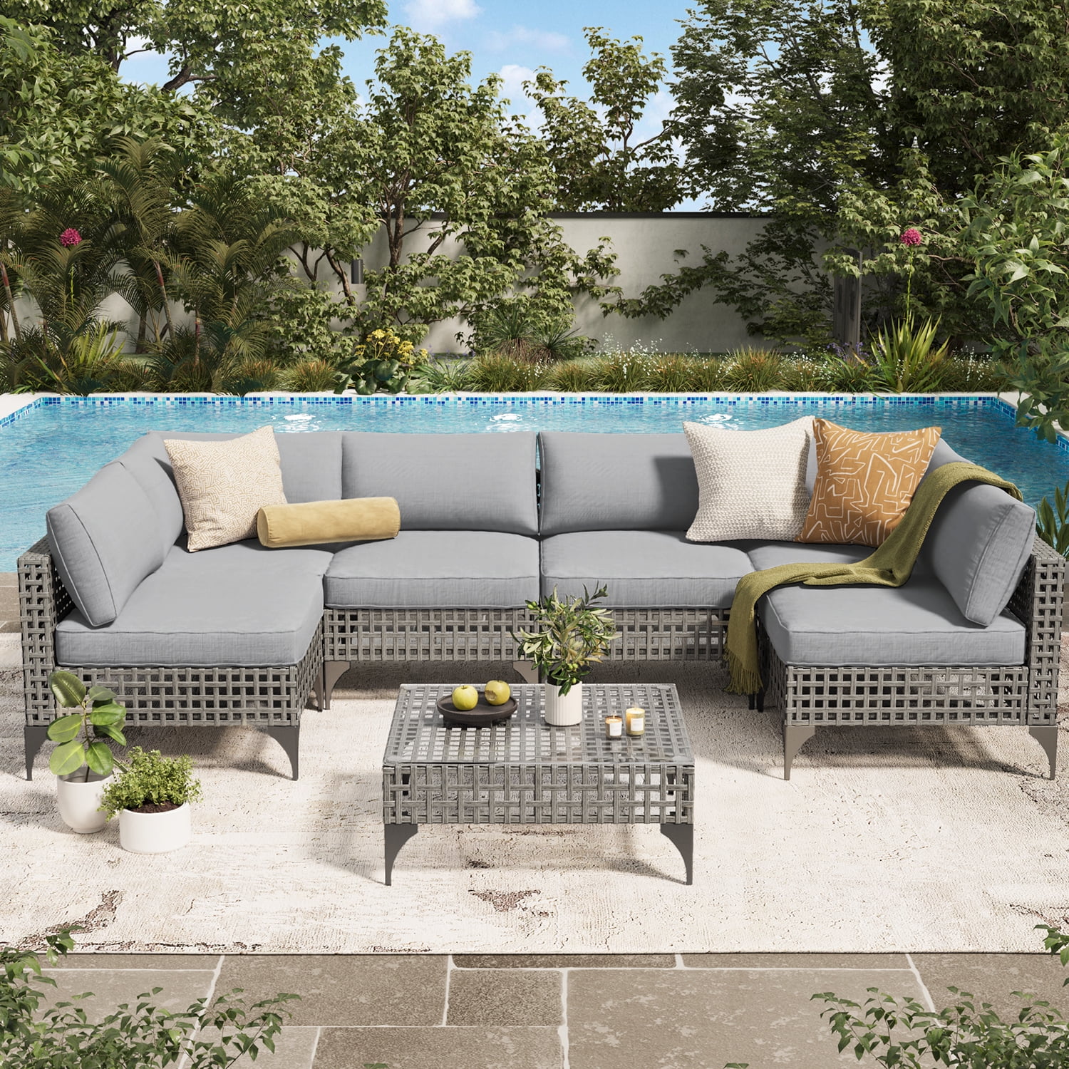 Click here for Yodolla 7 Pieces Patio Conversation Set With Tea T... prices