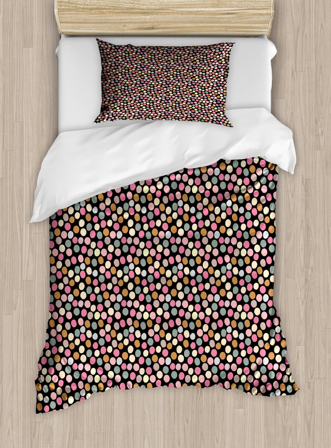 Pastel Duvet Cover Set Twin Size, Hand-Painted Big Spots and Circles in ...