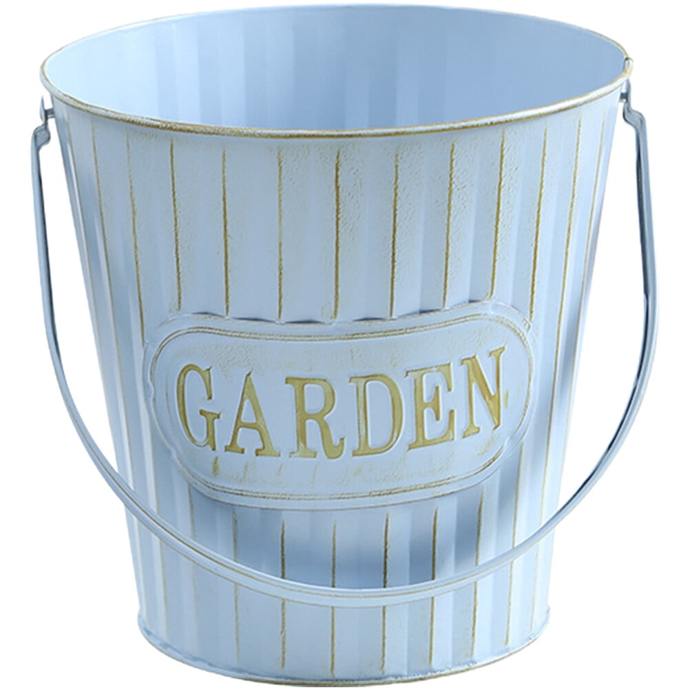 Metal Flower Bucket Handle Design Planter Garden Flower Pot Plant ...