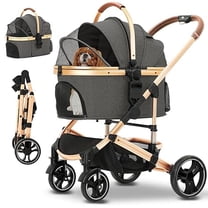 Infans 4-in-1 Double Pet Stroller w/ Detachable Carrier, EVA Wheels for ...