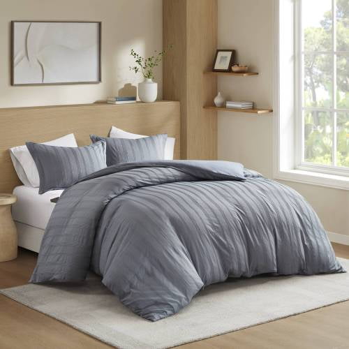 Click here for Unbranded 3-Piece Full Woven Striped Duvet Set Gre... prices
