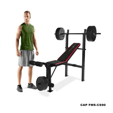 Weider Pro 265 Standard Weight Bench with 80 lb. Vinyl Weight Set ...