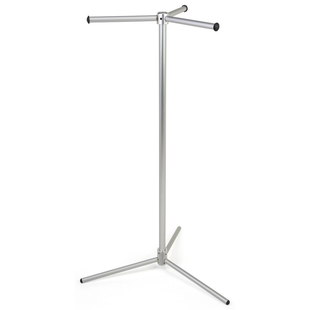Displays2go Three-Way Straight Arm Garment Rack, Portable- Aluminum ...