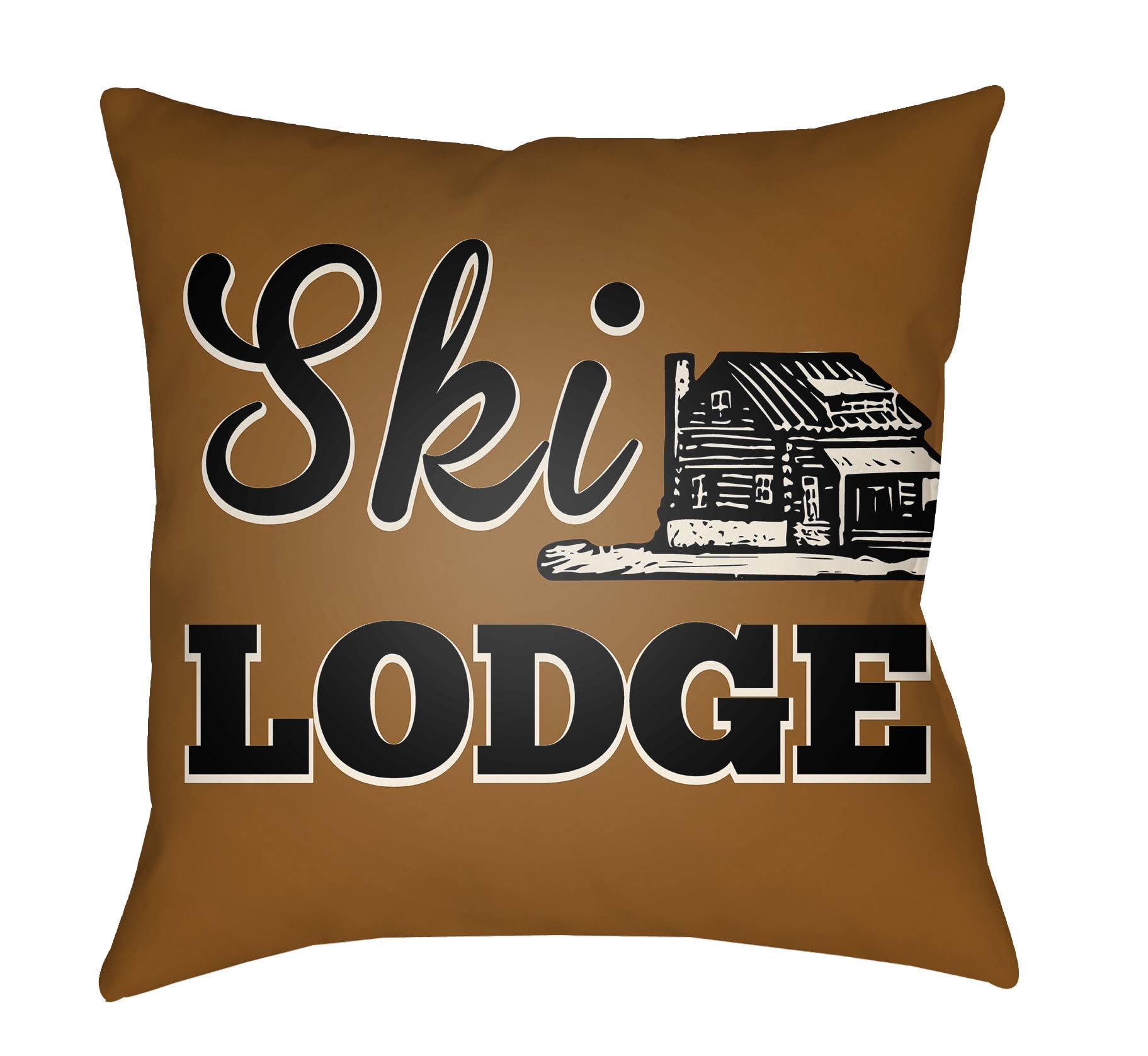 Lodge Cabin Ski Lodge Tan and Beige 18 x 18 In. Pillow with Poly Fill ...