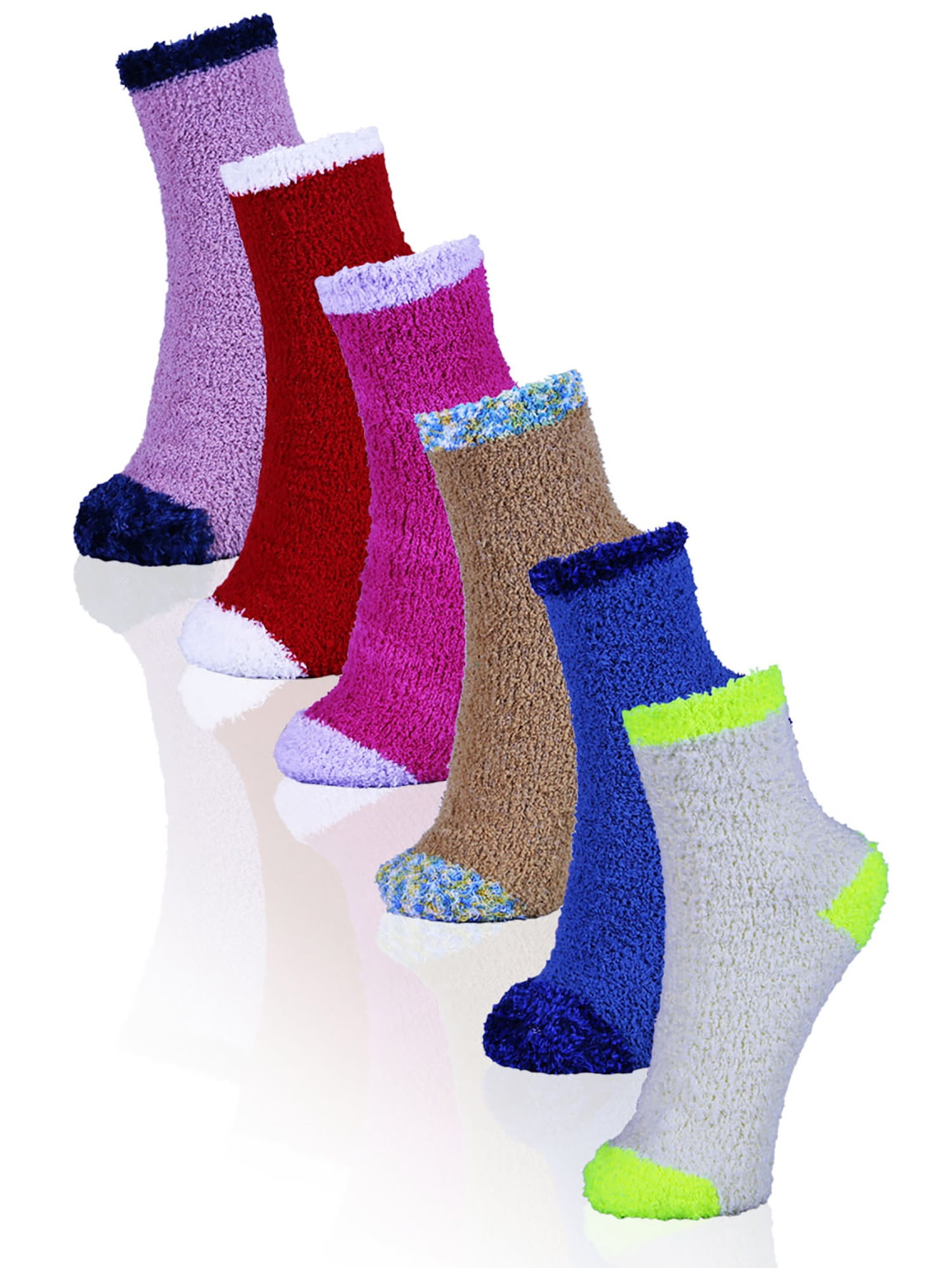 Basico Soft Warm Microfiber Cozy Fuzzy Winter Socks Crew 6 Pairs ...