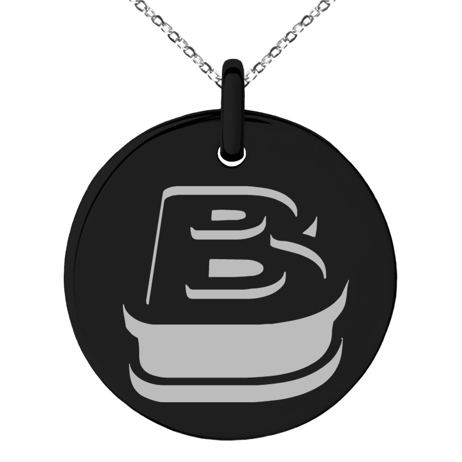 Stainless Steel Letter B Initial 3D Monogram Engraved Small Medallion ...