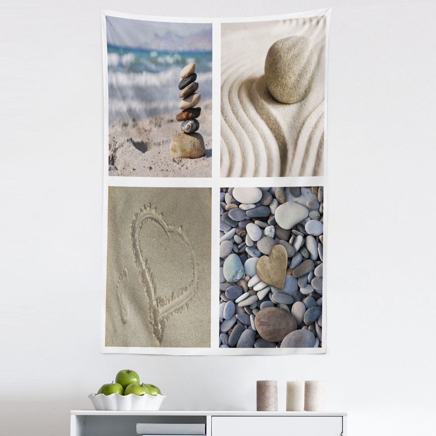 Coastal Tapestry, Collage Close up Photos of Sandy Beach and Pebble ...