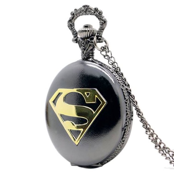 Superman Black and Gold Tarnish Resistant Pocket Watch Superman Super ...