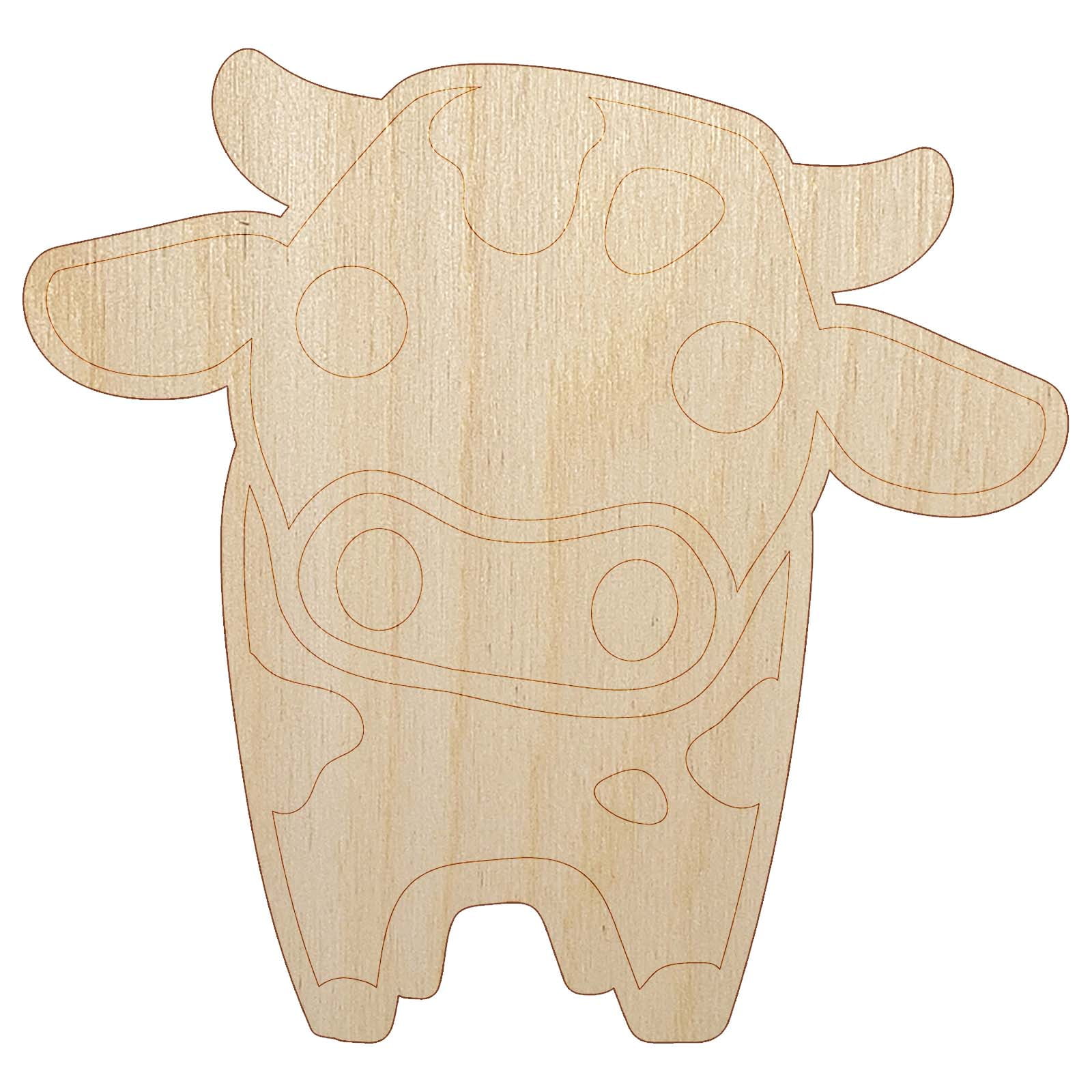 Cute Chibi Spotted Cow Wood Shape Unfinished Piece Cutout Craft DIY ...