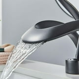 Black Bathroom Basin Faucet Brass Wash Sink Tap Waterfall Mixer Crane ...