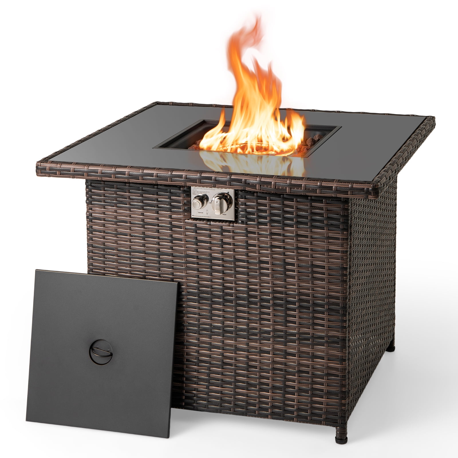 Click here for Gymax 32.5 Propane Fire Pit Table Outdoor Wicker G... prices