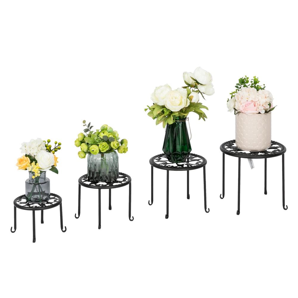 Winado 4 Pack Nesting Fleur-de-lis Pot Holder Plant Stand Black ...
