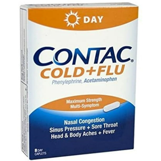 Contac Cold + Flu Caplets Day 8 Caplets - Walmart.com