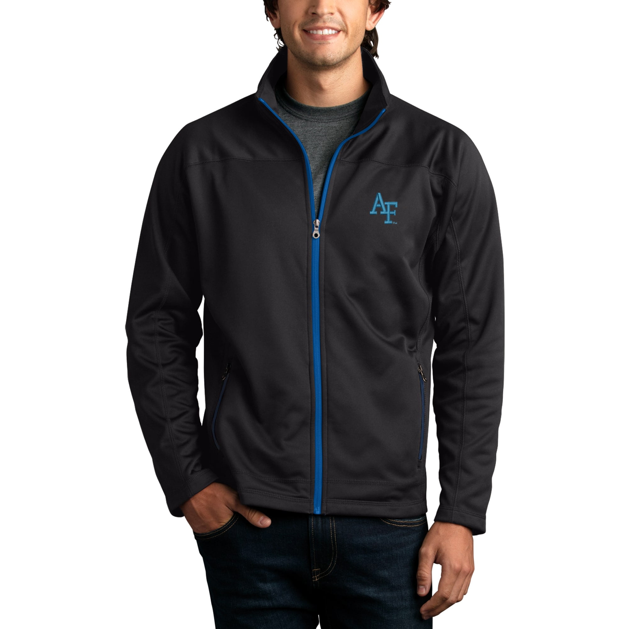 Men's Black Air Force Falcons Brushed Back Micro-Fleece Full-Zip Jacket ...