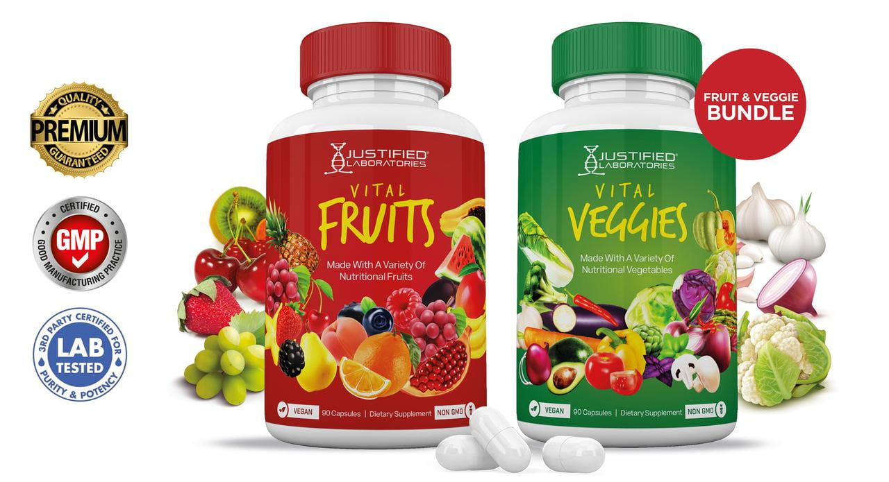 Vital Fruits and Veggies Supplement Whole Food Red & Green Superfoods ...