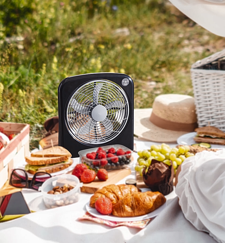 Mainstays 10'' 130 Degree Pivoting Grill Plastic Portable Box Fan ...