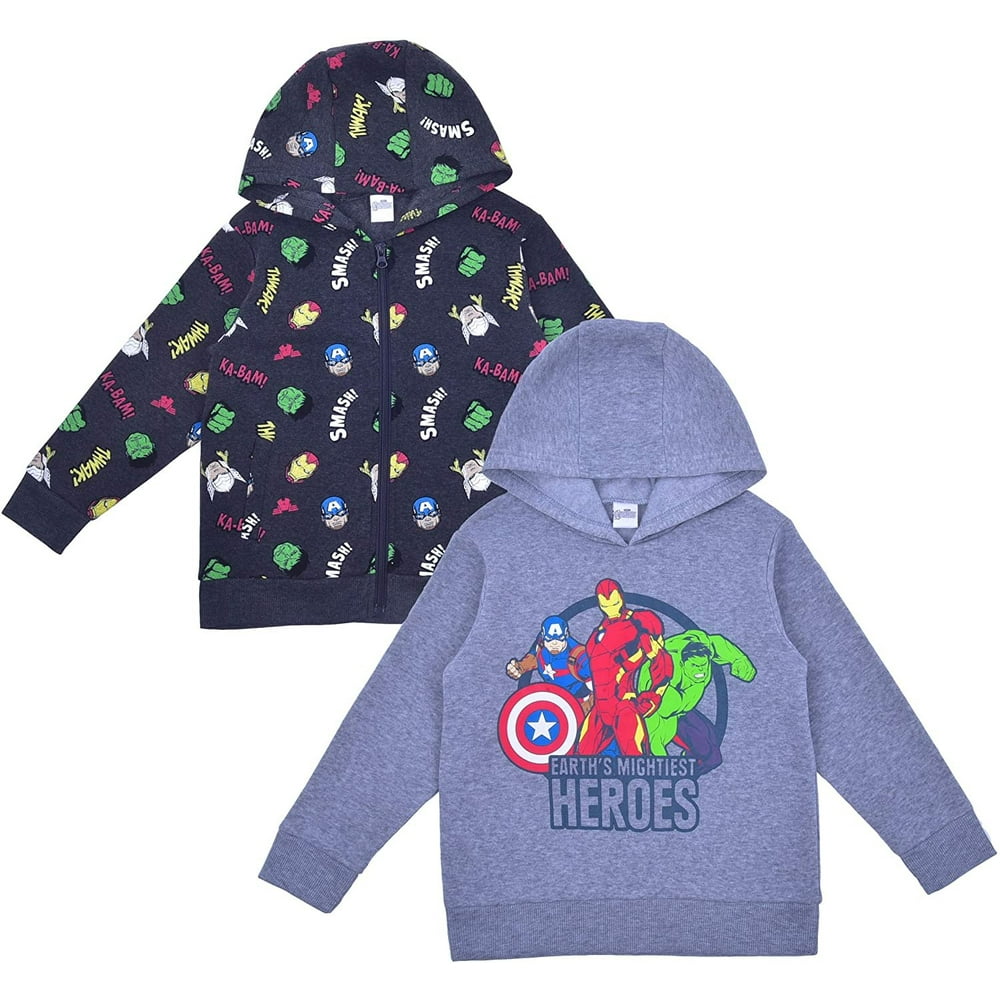 Marvel Avengers Boy's 2-Piece Zip Up Hoodie and Hooded Sweatshirt Set ...