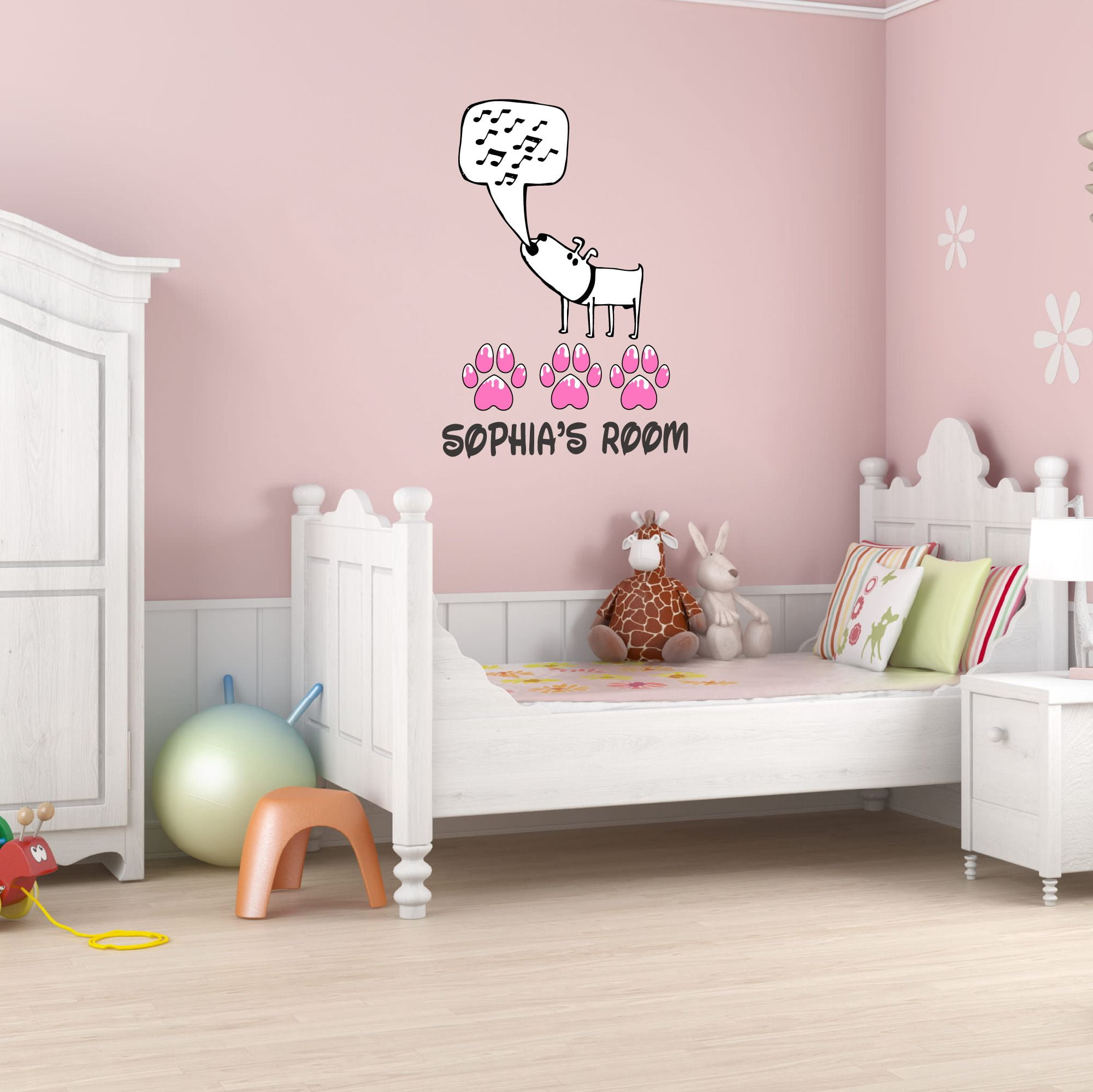 Personalized Name Animal Wall Decal Dog Singing With Paint Dripping Paw ...