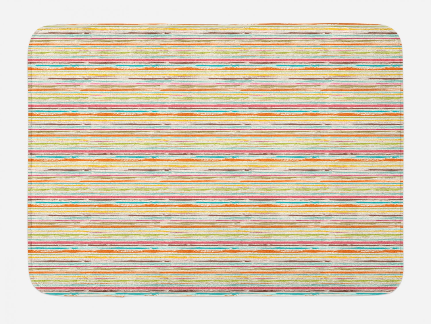 Colorful Bath Mat, Pattern with Horizontal Stripes and Weathered Grunge ...