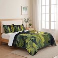 78x90in Quilt Bedding Set, Natural Spring Green Botanical Leaves ...