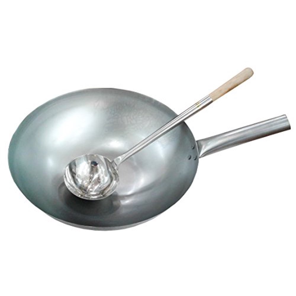 Sunrise 14 Inch Hong Kong Style Wok -Round Bottom + 18 inch length Wok ...