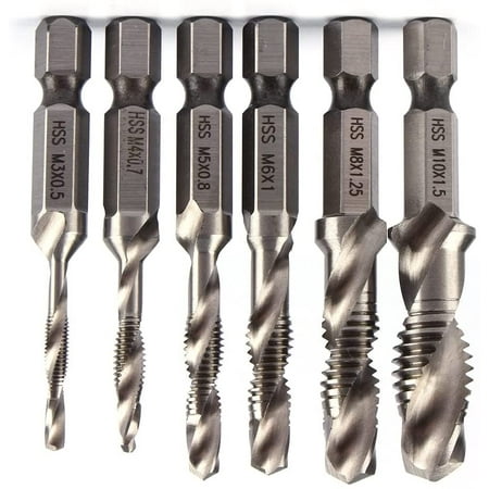 Hex Shank Drill Bits 1/4inch HSS Hex Tap M3 M4 M5 M6 M8 M10 Metric Tap ...