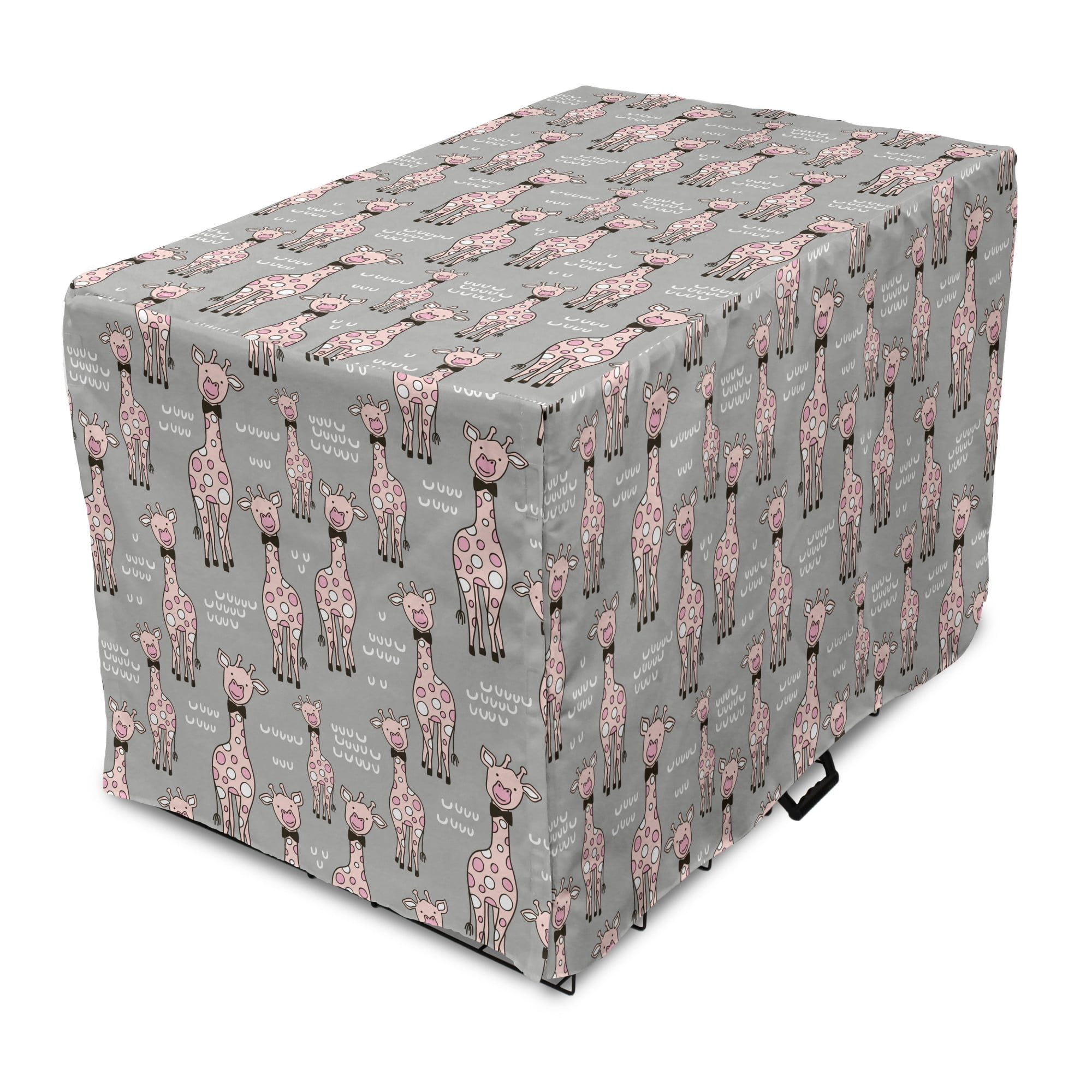 Zoo Dog Crate Cover, Giraffes in Bowtie Posing Exotic Animals in ...
