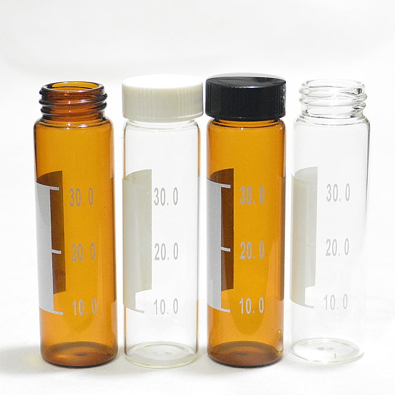 Graduated Amber Glass Sample Bottles with Funnels 1.35 oz 40ml Glass ...